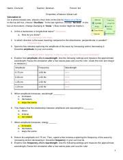 Waves On A String Virtual Lab 1 Docx Name Cierra W Teacher Denman Period 3rd Properties Of