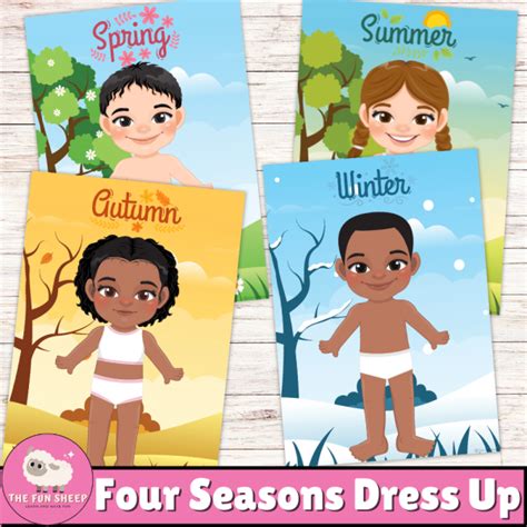 Four Seasons Dress Up Clothes By Season Matching Activity Paper Doll