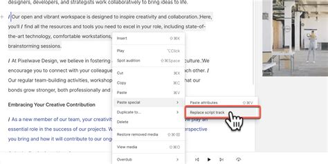 Replace Script Track Descript Help