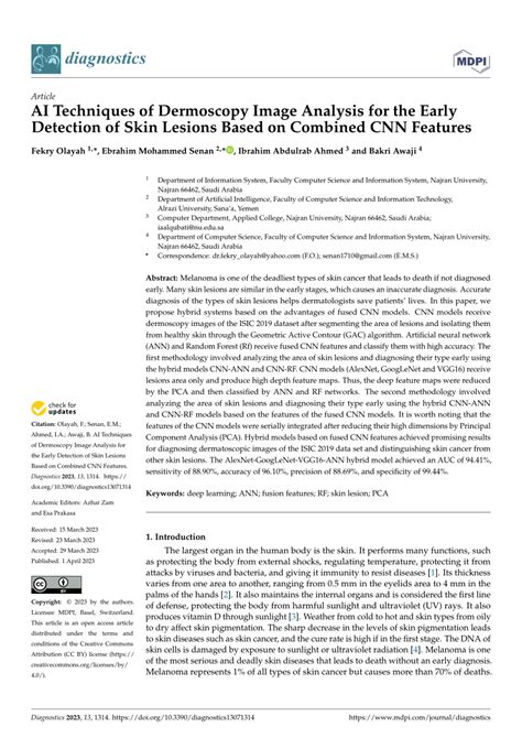 Pdf Ai Techniques Of Dermoscopy Image Analysis For The Early Detection Of Skin Lesions Based