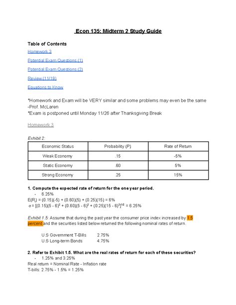 Econ Midterm Study Guide Econ Midterm Study Guide Table Of Contents Homework