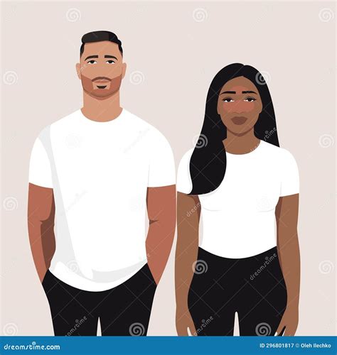 White Man Black Woman Date Vector Flat Isolated Illustration Stock