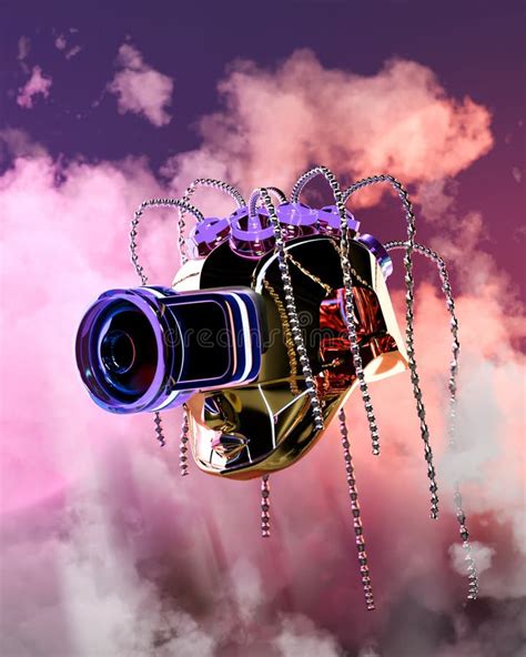 Robot Head On Colored Mist Background From The Concept Of Designing An Artistic Robot Head In