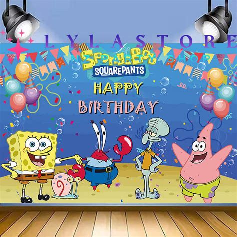 Spongebob Birthday Party Backdrop Banner 23 Partymart Nz
