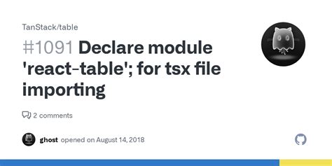 Declare Module React Table For Tsx File Importing Issue Tanstack Table Github
