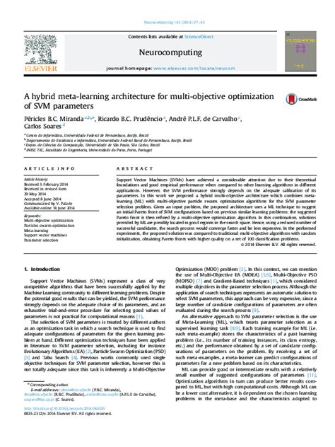 Pdf A Hybrid Meta Learning Architecture For Multi Objective