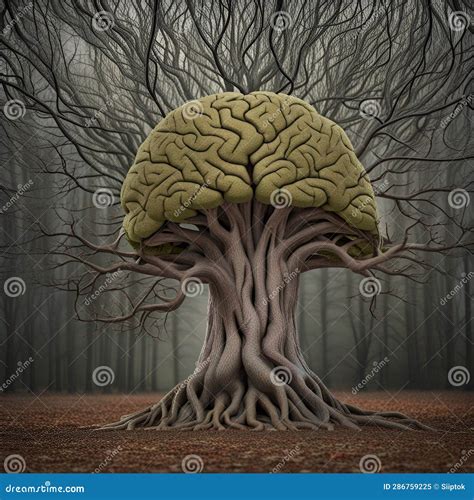 Tree Illustration Background With Brain Branches Stock Illustration