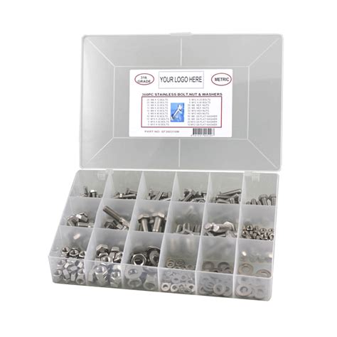 360pc Metric Coarse Hex Bolt Nut And Washer Kit 316 Stainless Steel