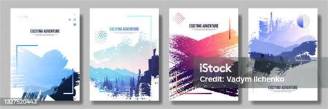 벡터 그림입니다 자연을 발견하고 탐험하고 관찰하는 여행 개념 하이킹 등산 모험 관광 플랫 디자인 요소 브로셔 잡지 책 표지 초대 포스터 카드 모험에 대한 스톡 벡터 아트 및