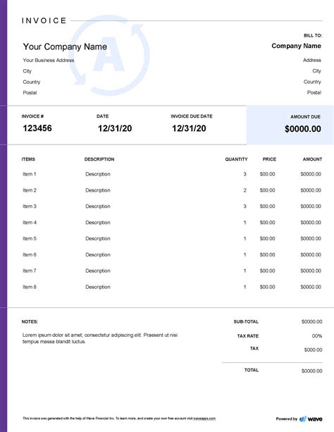 Translation Invoice Template Wave Invoicing