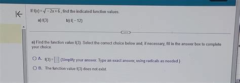 solved if f x −2x 6 find the indicated function values a