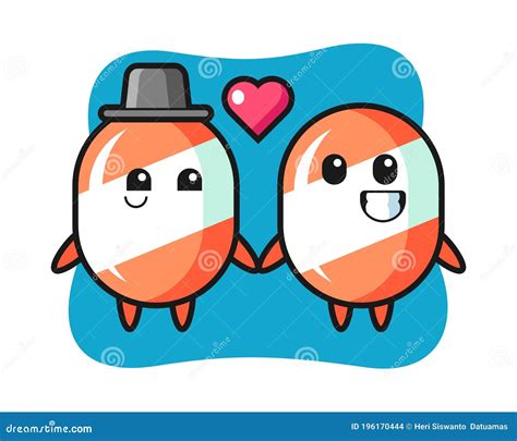 Candy Cartoon Character Couple With Fall In Love Gesture Stock Vector Illustration Of