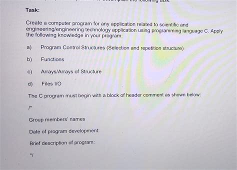 Solved Task Create A Computer Program For Any Application Chegg Com