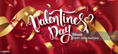 붉은 바탕에 색종이를 손으로 발렌타인 텍스트입니다 벡터 일러스트입니다 벽지 전단지 초대장 포스터 브로셔 배너 벡터 그림 Eps10입니다 리본에 대한 스톡 벡터 아트 및 기타