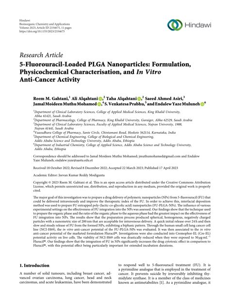 Pdf 5 Fluorouracil Loaded Plga Nanoparticles Formulation Physicochemical Characterisation