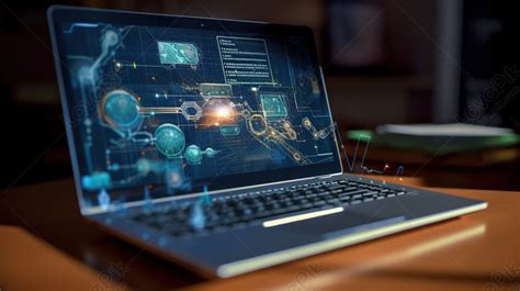 화면에 표시되는 온라인 교육을 위한 3d 인터페이스의 디지털 합성 직장 배경 편집자 배경 노트북 컴퓨터 배경 이미지 Hd 직장 편집자 노트북 컴퓨터 배경 사진