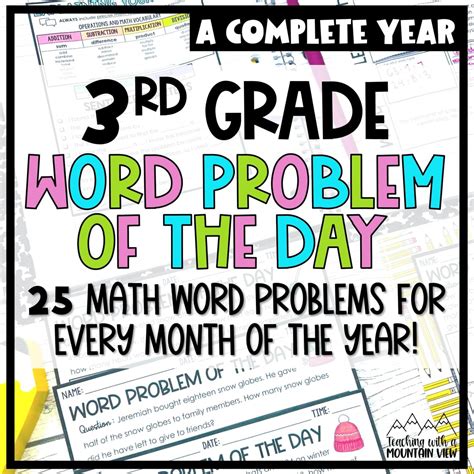 3rd Grade Math Word Problem Of The Day Bundle Teaching With A