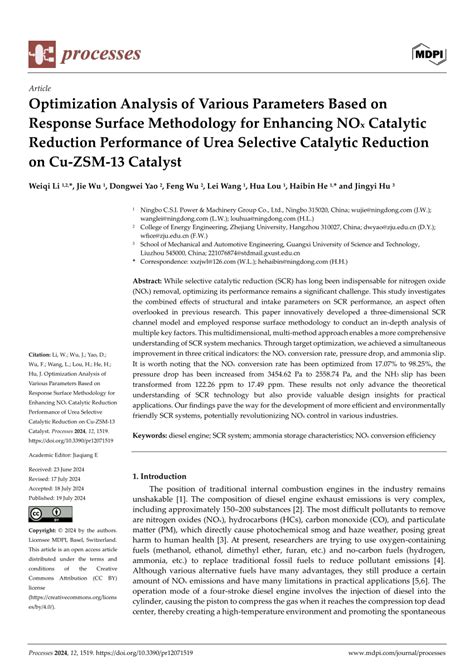 Pdf Optimization Analysis Of Various Parameters Based On Response Surface Methodology For