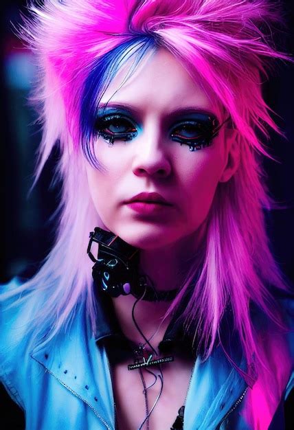 Premium Photo Realistic Portrait Of A Fictional Punk Pretty Girl With
