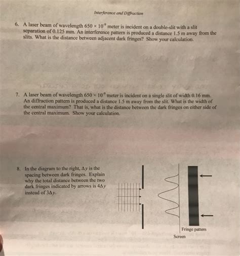 Solved Interference And Diffraction 6 A Laser Beam Of Chegg Com