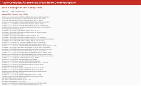 Ruby On Rails Actioncontrollerparametermissing In Bookscontroller