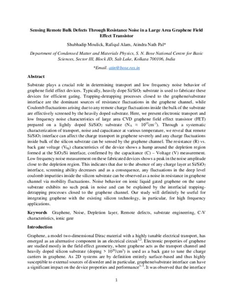 Pdf Sensing Remote Bulk Defects Through Resistance Noise In A Large