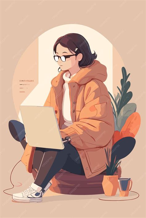 Premium Vector Focused European Software Developer Flat Illustration Of Woman Character In Her