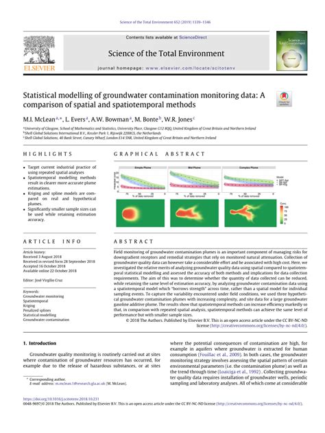 Pdf Statistical Modelling Of Groundwater Contamination Monitoring