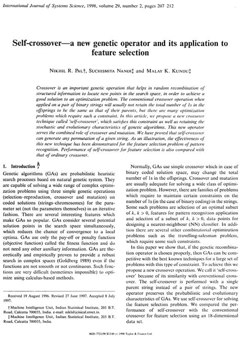 Pdf Self Crossover A New Genetic Operator And Its Application To