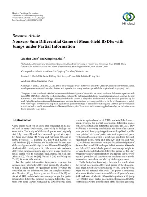 pdf nonzero sum differential game of mean field bsdes with jumps