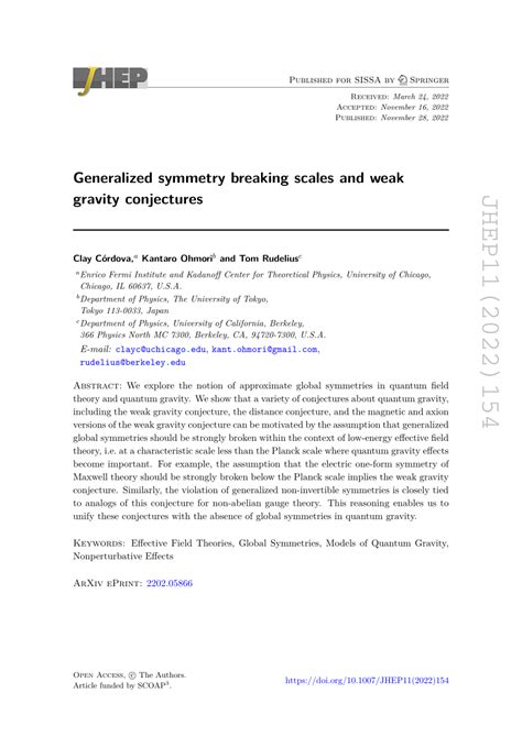 Pdf Generalized Symmetry Breaking Scales And Weak Gravity Conjectures