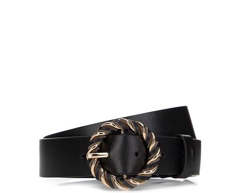 Жіночий шкіряний ремінь з круглою плетеною пряжкою 98 8d 100 1 чорний 90 см Стильные