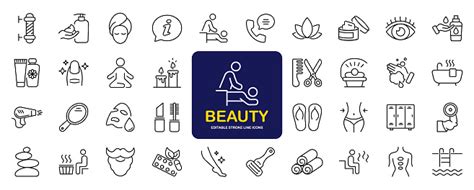 Стокова ілюстрація Краса І Спа Набір Вебіконок В Лінійному Стилі Косметичні Послуги Спа Іконки