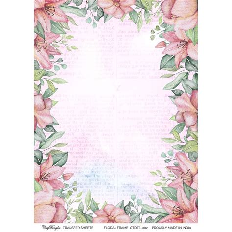 Craftangles A4 Transfer It Sheets Floral Frame Background 1 Ctdts