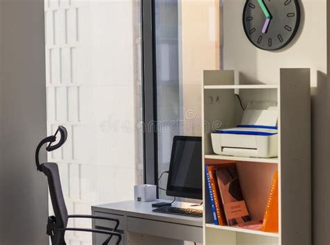 Shot Of A Modern Working Space Interior Stock Image Image Of Screen