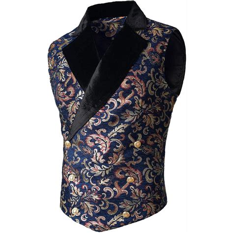 Gilet Formel Croisé En Brocart Sur Mesure Pour Hommes Gilet Victorien
