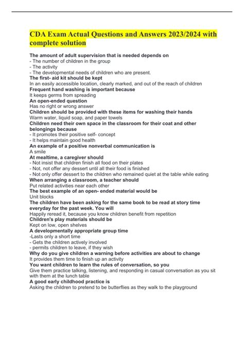 Cda Exam Actual Questions And Answers 20232024 With Complete Solution Cda Stuvia Us