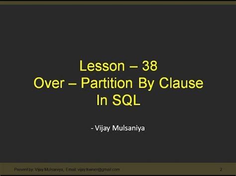 Lesson Over Partition By Clause In SQL YouTube