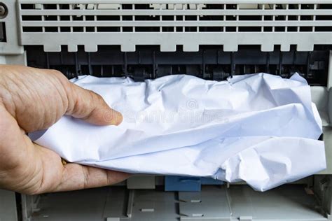 Technicians Removing Paper Stuck Paper Jam In Printer At Office Stock Photo Image Of