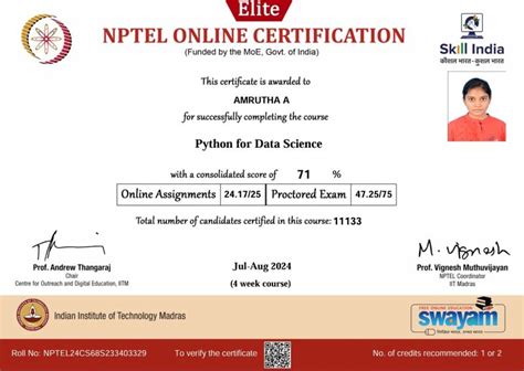 amrutha a on linkedin nptel pythonfordatascience datascience