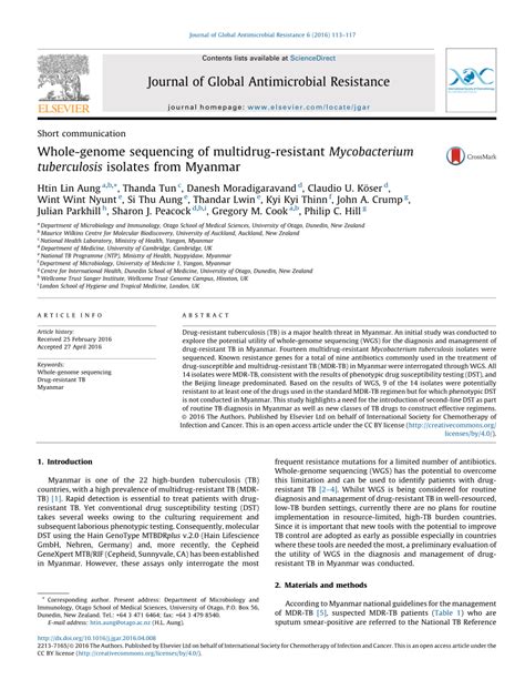 Pdf Whole Genome Sequencing Of Multidrug Resistant Mycobacterium Tuberculosis Isolates From