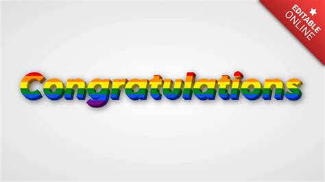 Congratulations Gay Pride 3d Text Effect Generator