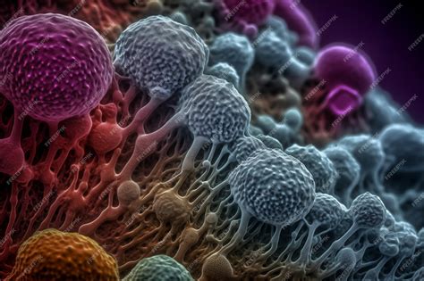 Abstract Colorful Cellular Structure Microscopic View Of Cells Premium Ai Generated Image