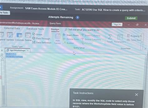 Solved Assignment SAM Exam Access Module 03 Crea Task Chegg Com