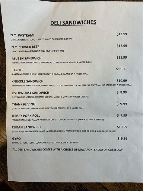 Menu At Knuckle Sandwich And Catering Restaurant Orange City