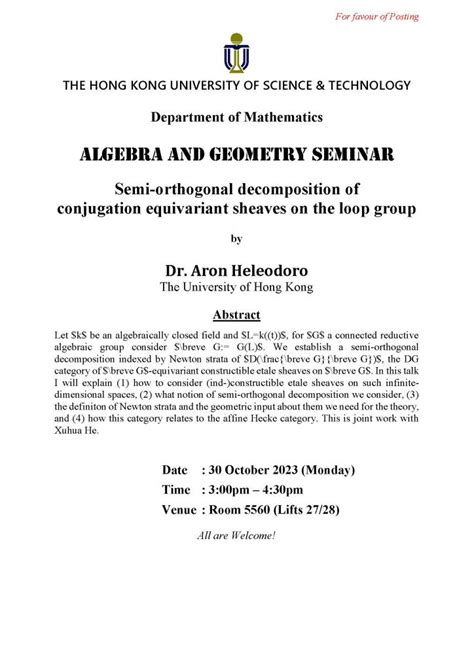 Department Of Mathematics Algebra And Geometry Seminar Semi