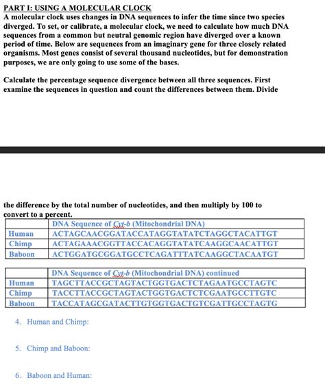 Part I Using A Molecular Clock A Molecular Clock