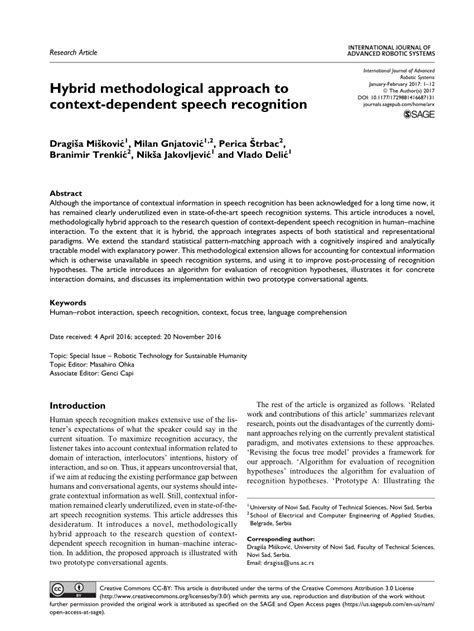 Pdf Hybrid Methodological Approach To Context Dependent Speech