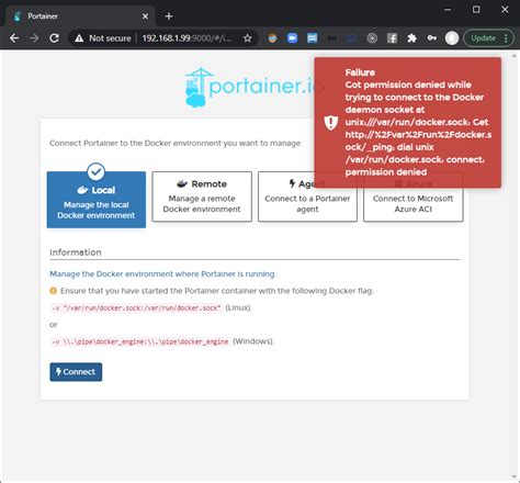Portainer Got Permission Denied While Trying To Connect To The Docker