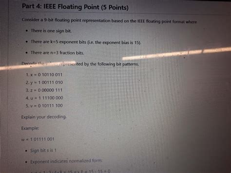 Solved Part IEEE Floating Point Points Consider A Chegg